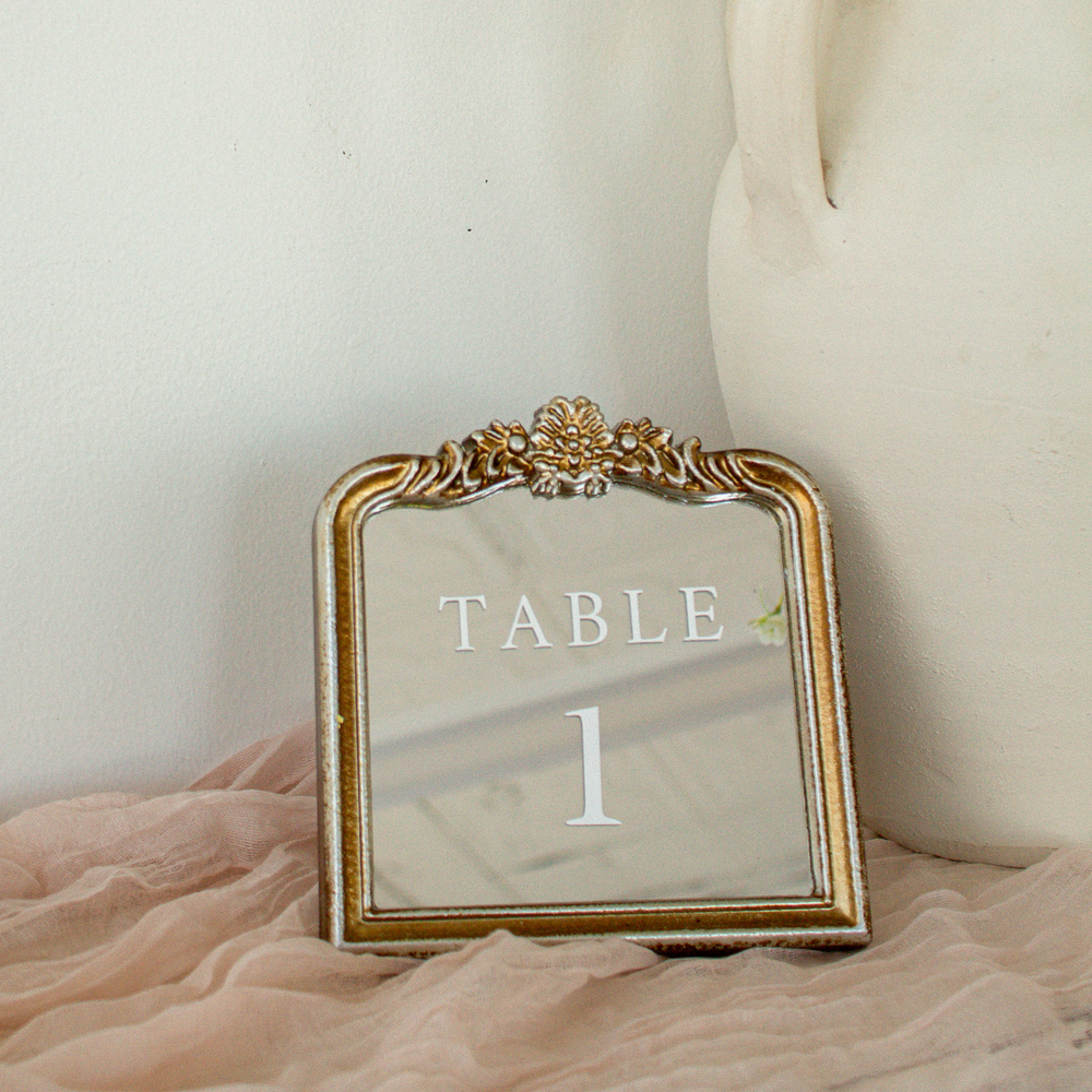 Table Number Mirrors for Weddings | Table Number Signs on Mirrors