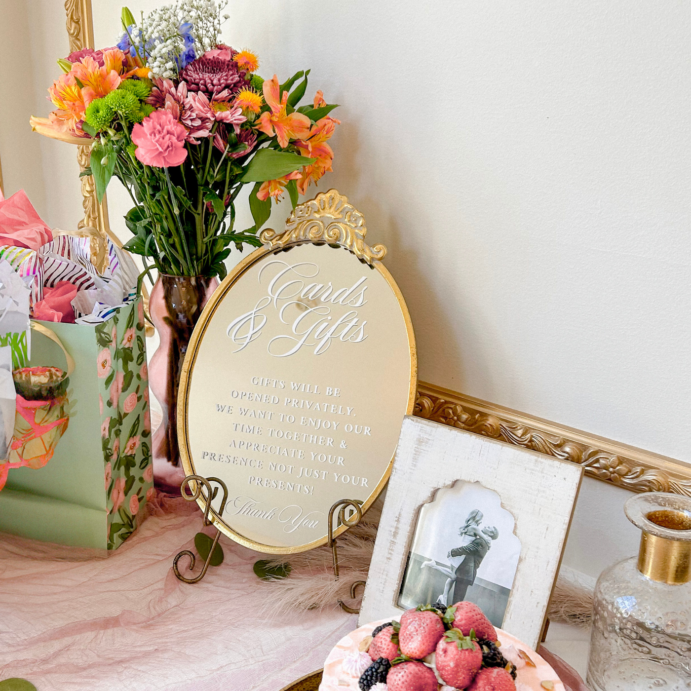Cards & Gifts Wedding Sign | Mirror Wedding Sign for Wedding Gifts