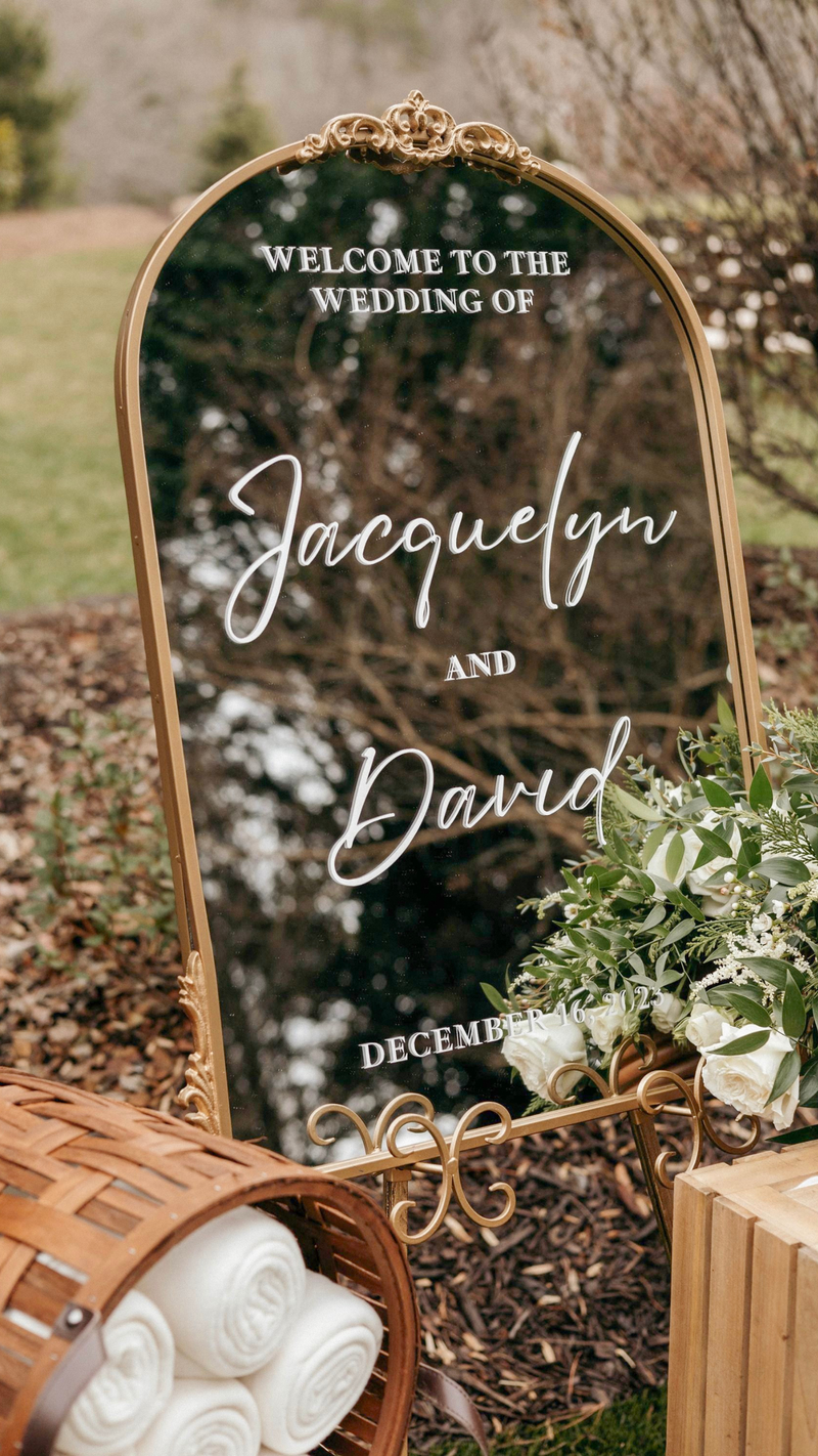 Elegant Wedding Sign | Elegant Gold Mirror Sign | Magnolia Dreams LLC