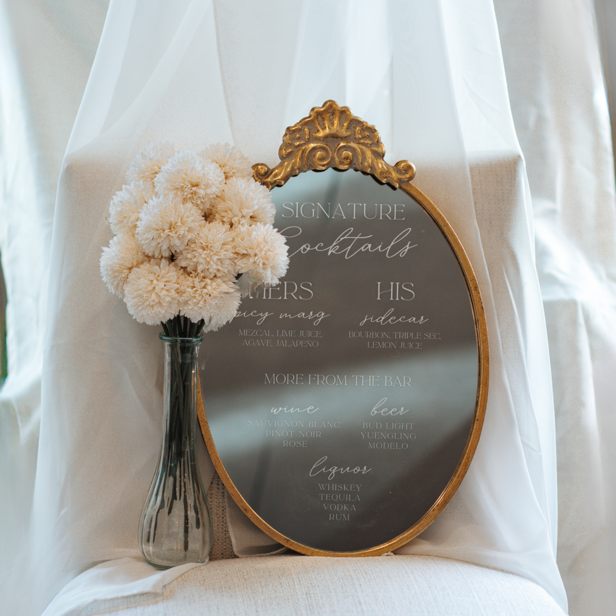Elegant Gold Cocktail Mirror|Gold Cocktail Mirror |Magnolia Dreams LLC