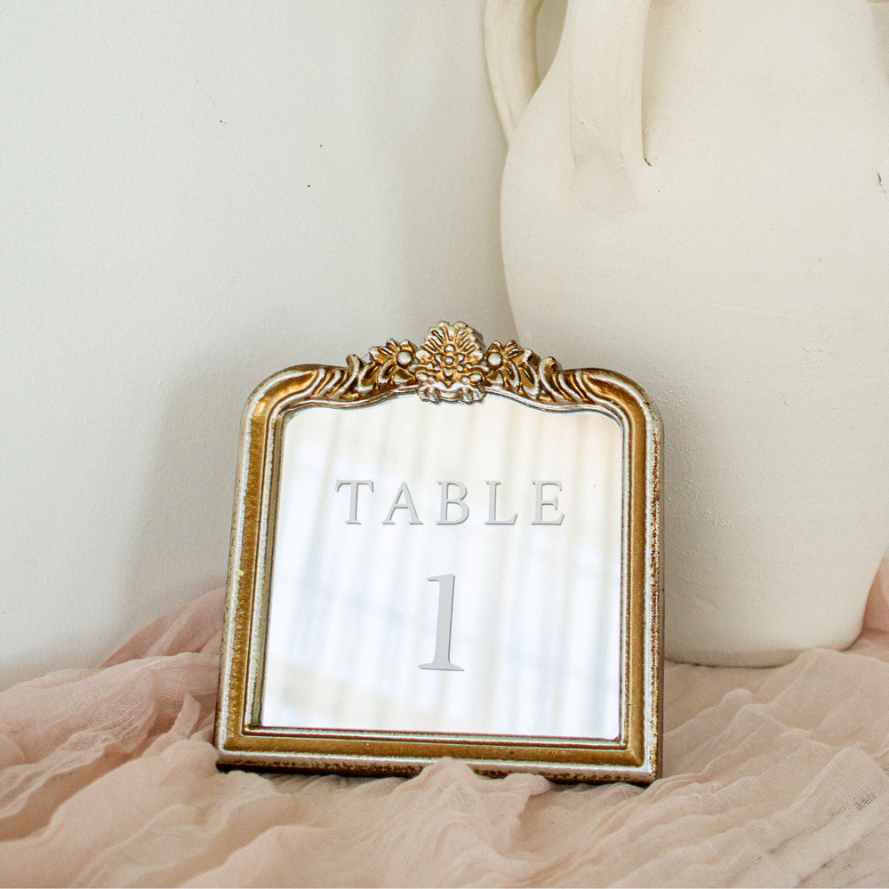 Table Number Mirrors for Weddings | Table Number Signs on Mirrors