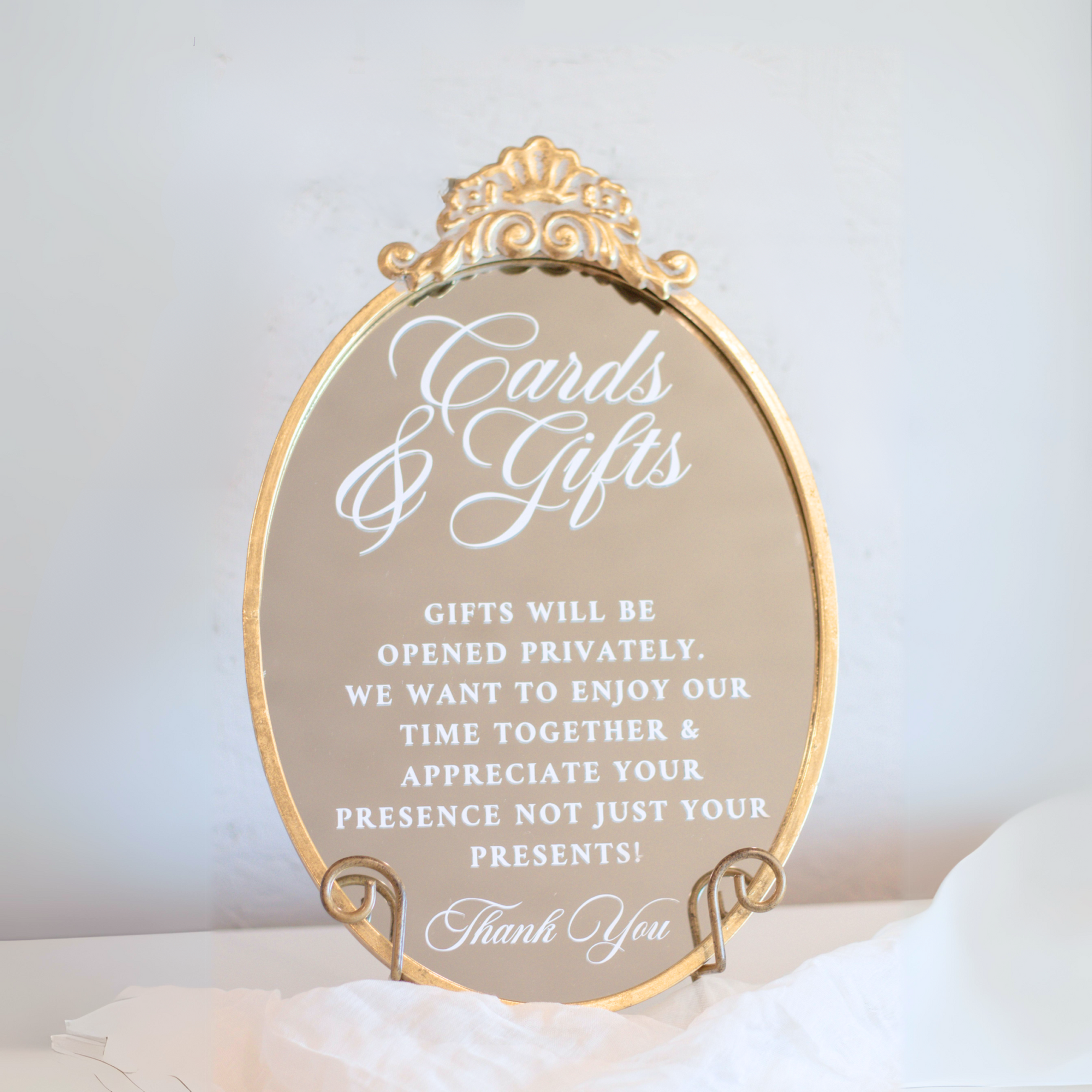 Cards & Gifts Wedding Sign | Mirror Wedding Sign for Wedding Gifts