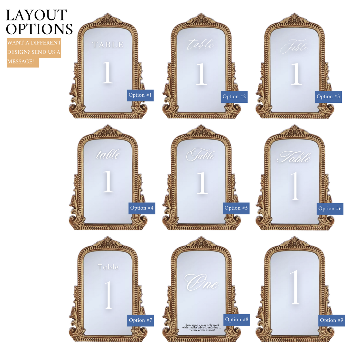 Mirror Table Numbers for Wedding | Wedding Table Numbers | Signage